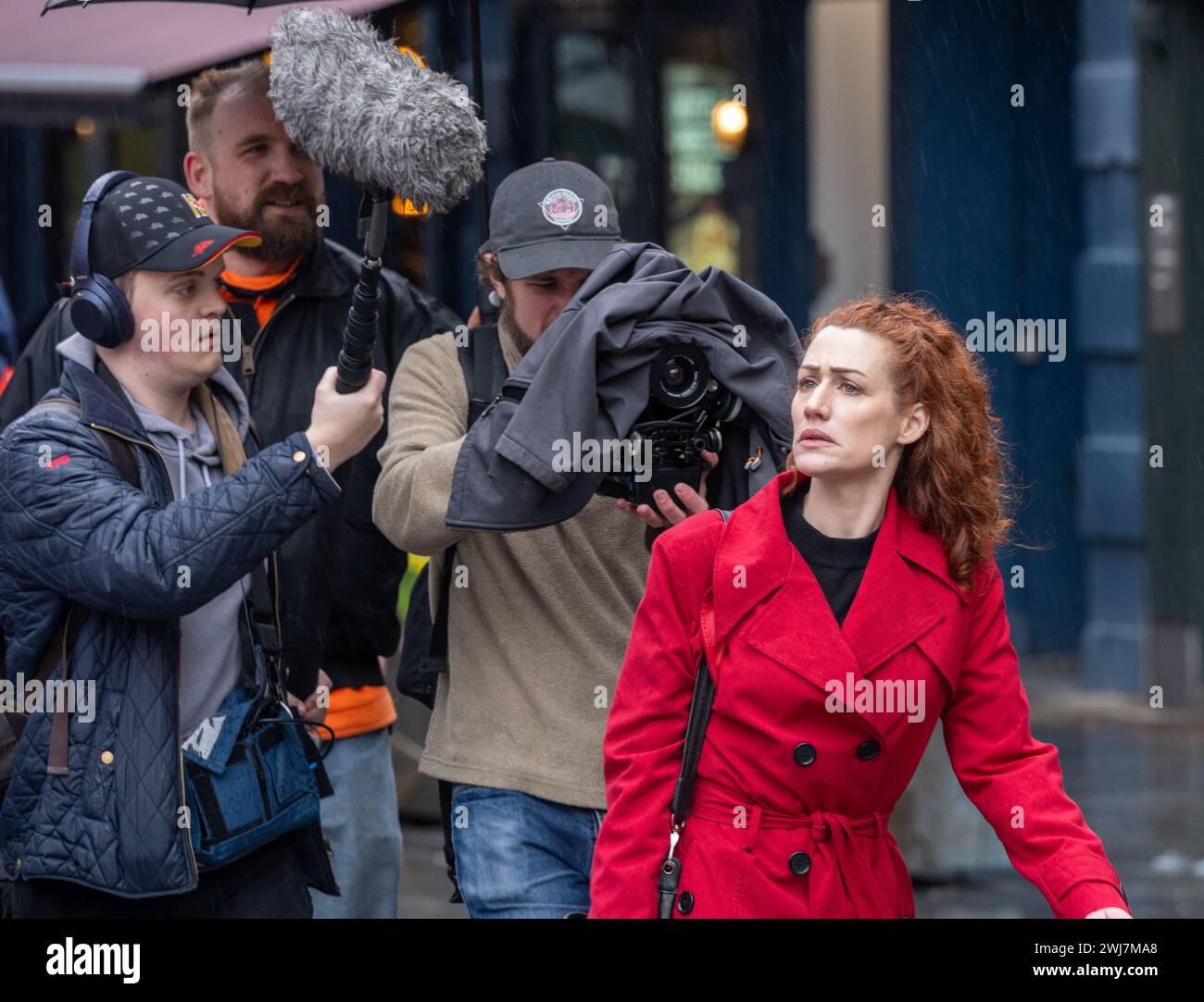 London, UK. 13th Feb, 2024. Neve Doyle, actor, being filmed in ...