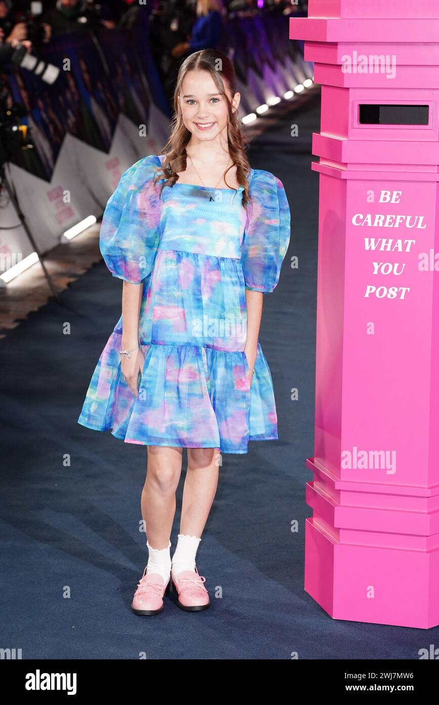 Alisha Weir attends the European premiere of Wicked Little Letters at ...