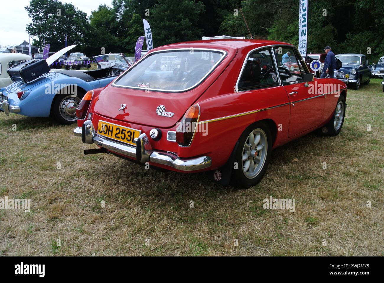 A 1973 MG BGT sports car parked on display at the 48th Historic Vehicle ...