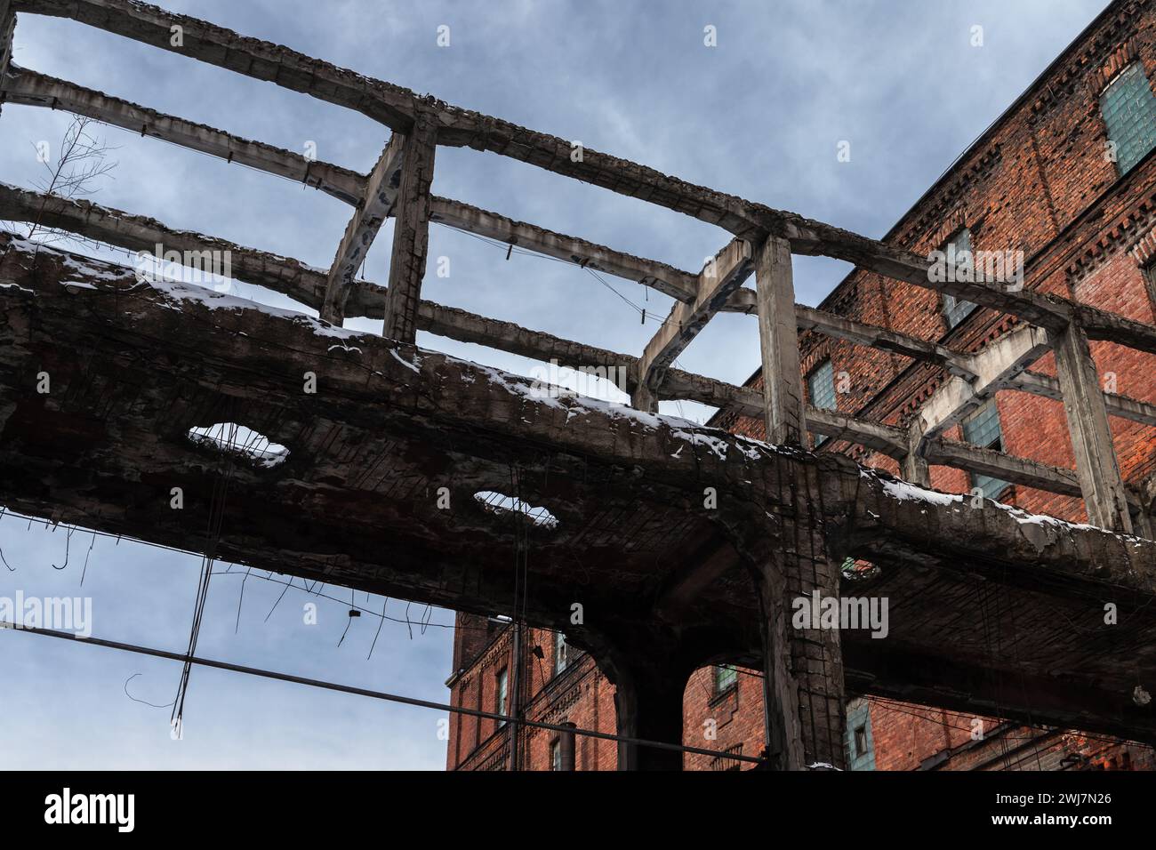 Broken conveyor frame made of concrete. Saint-Petersburg, Russia Stock ...
