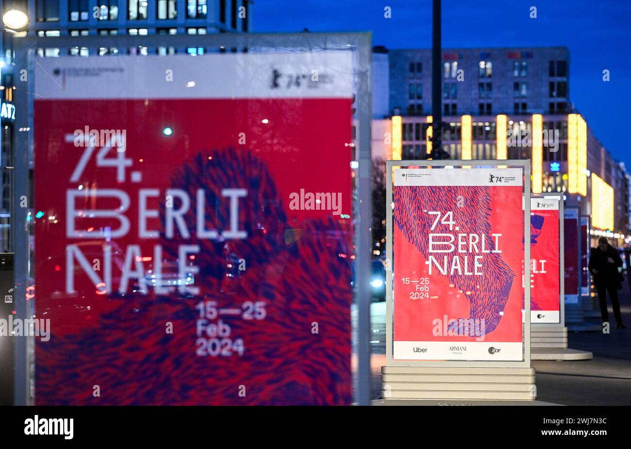Berlin, Germany. 13th Feb, 2024. Posters on Potsdamer Strasse announce ...