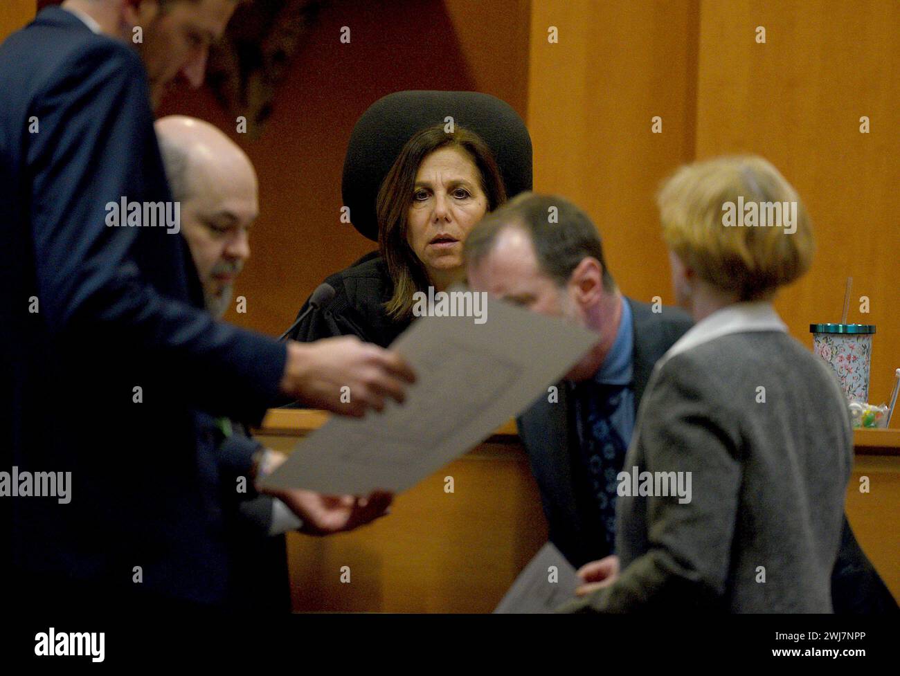 Superior Court Justice Amy Messer watches as lawyers wrangle over an ...