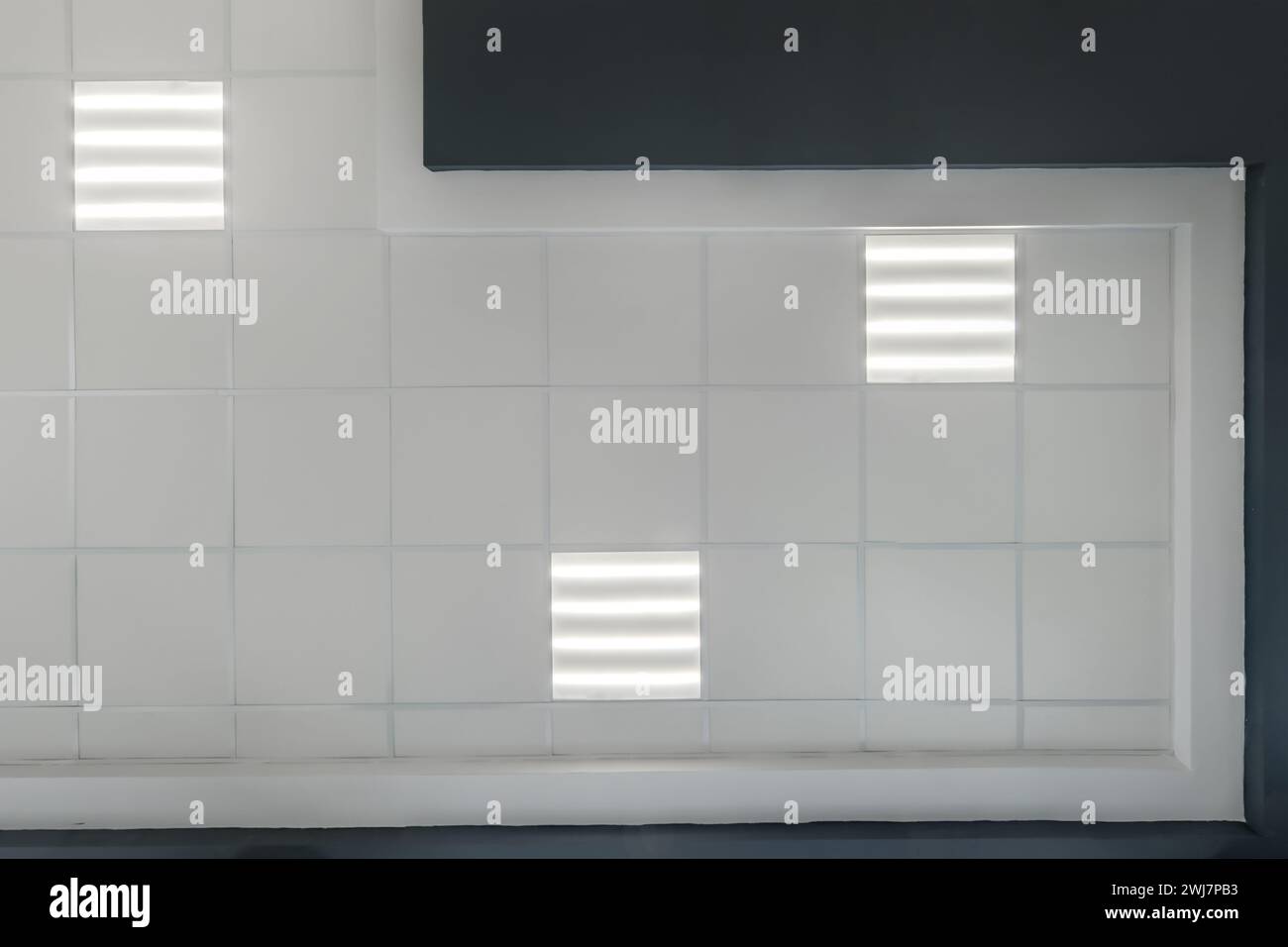 cassette stretched or suspended ceiling with square halogen spots lamps ...