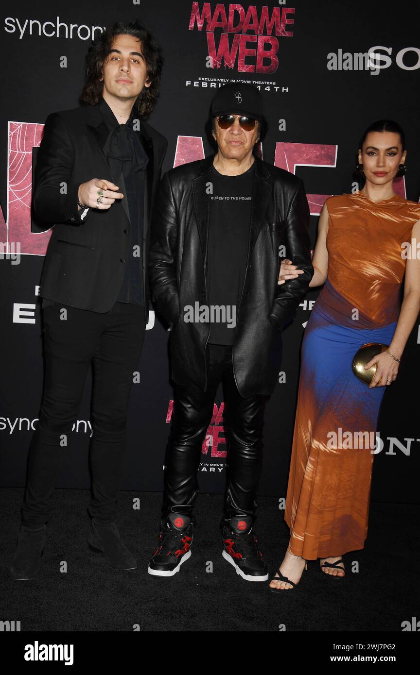 LOS ANGELES, CALIFORNIA - FEBRUARY 12: (L-R) Nick Simmons, Gene Simmons ...