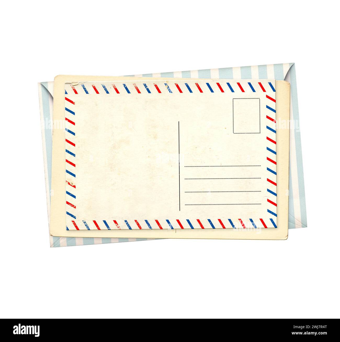 Vintage post card and envelope. Retro postcard with decorative border ...