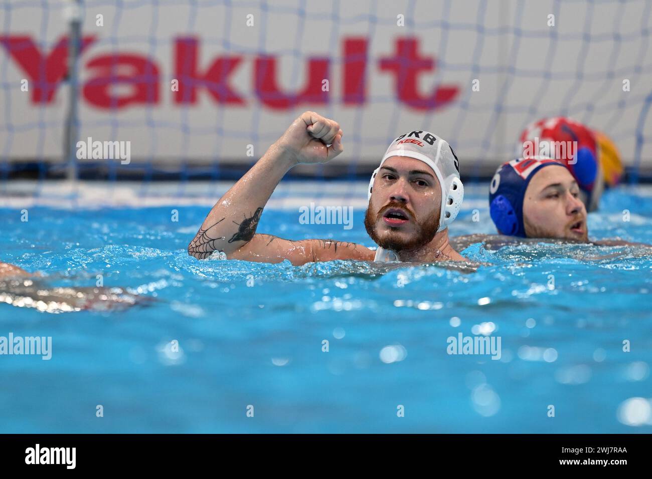 Nemanja Vico of Serbia celebrates after scoring during the Men's Water ...