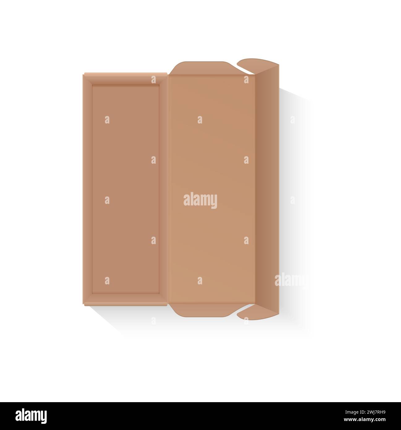 Open cardboard box of rectangular shape, top view of empty parcel with ...