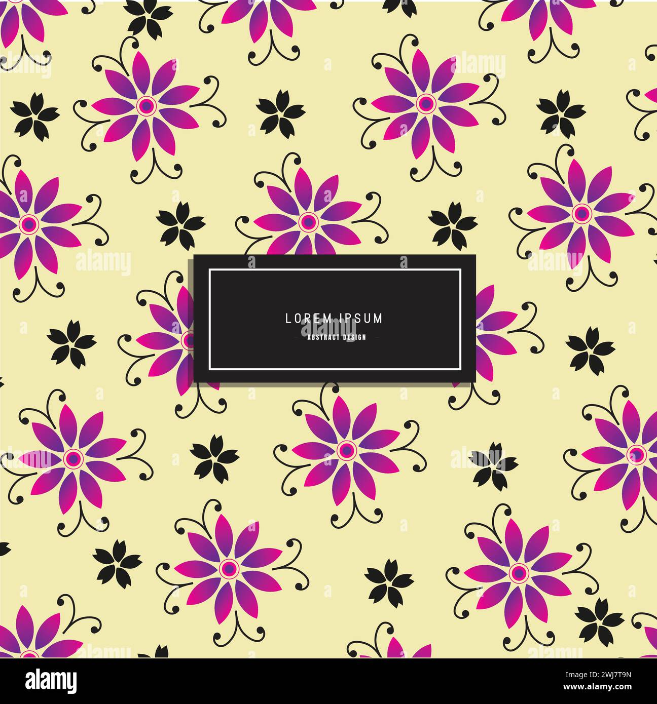 Seamless floral pattern background in pink and black colors. Vector ...