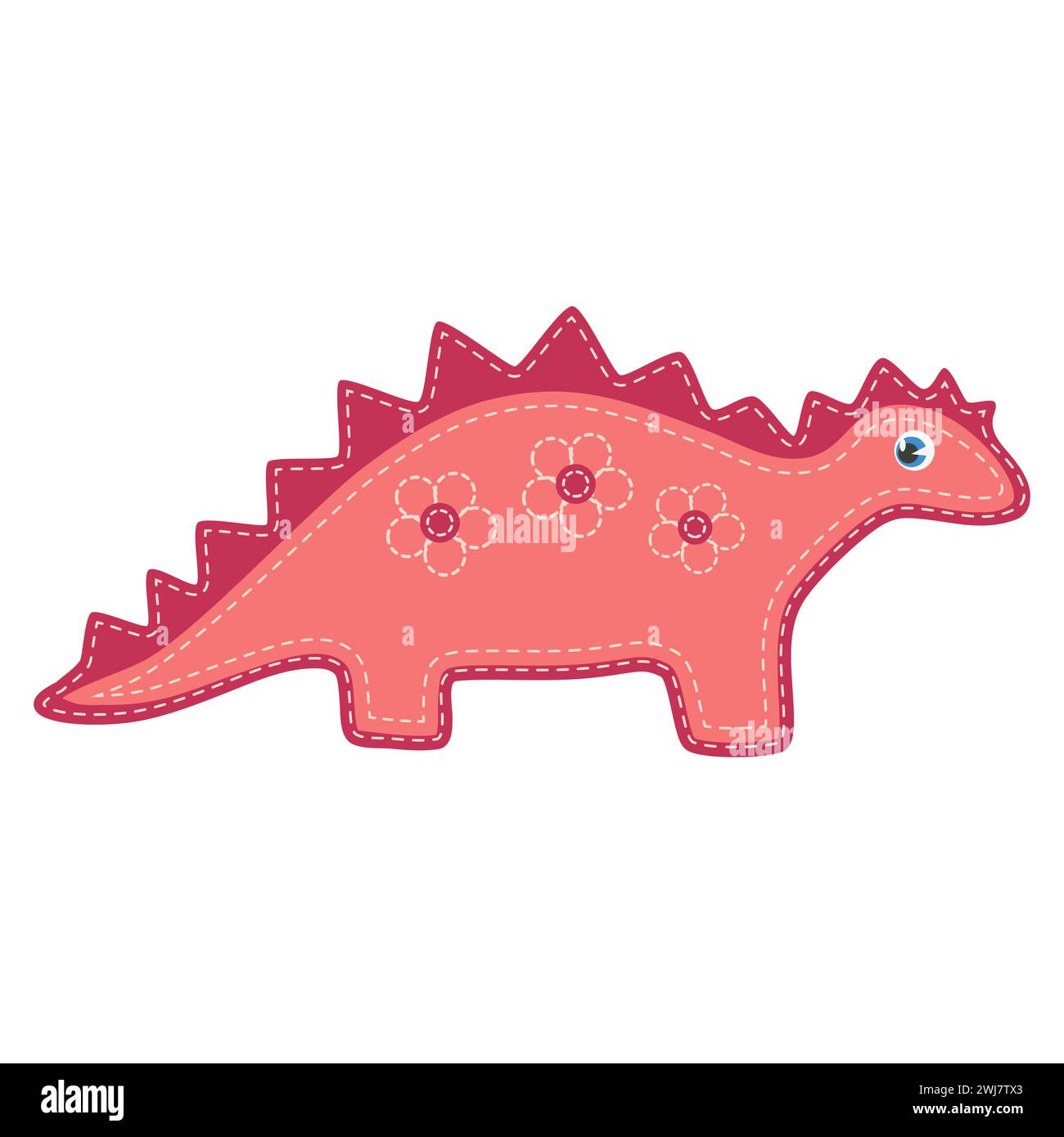 Cute abstract red dinosaur of simple shape, dino character for nursery ...