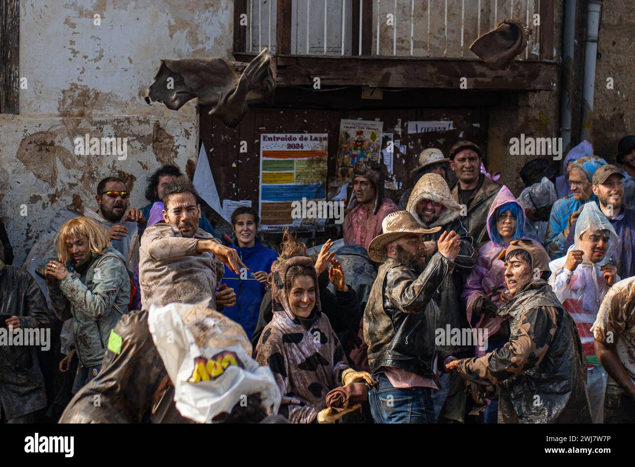 February 12, 2024, Laza, Ourense, EspaÃ±a: Farrapada durante el ...