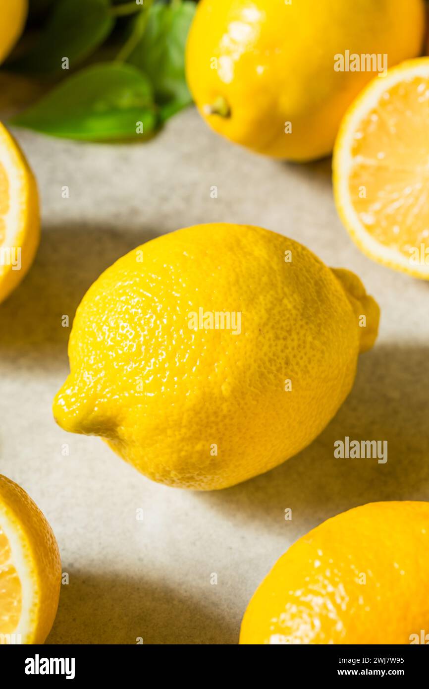 Organic Raw Yellow Seedless Lemons in a Bunch Stock Photo - Alamy
