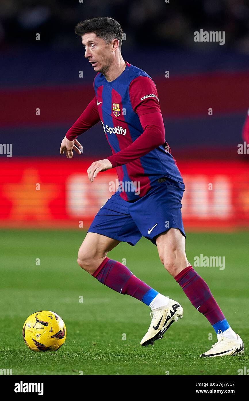 Robert Lewandowski of FC Barcelona in action during the LaLiga EA ...