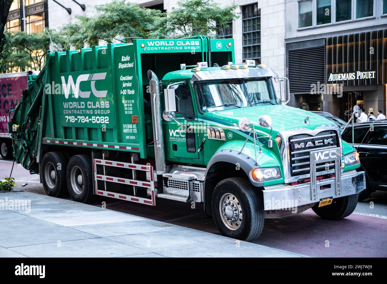 New York City, USA - August 09, 2023: MACK Granite garbage truck waste ...