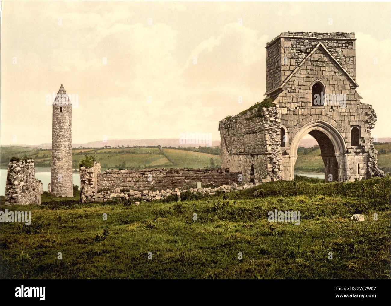 Ruins, Devenish Island, Lough Erne ,Ireland Photochrom Print, circa ...