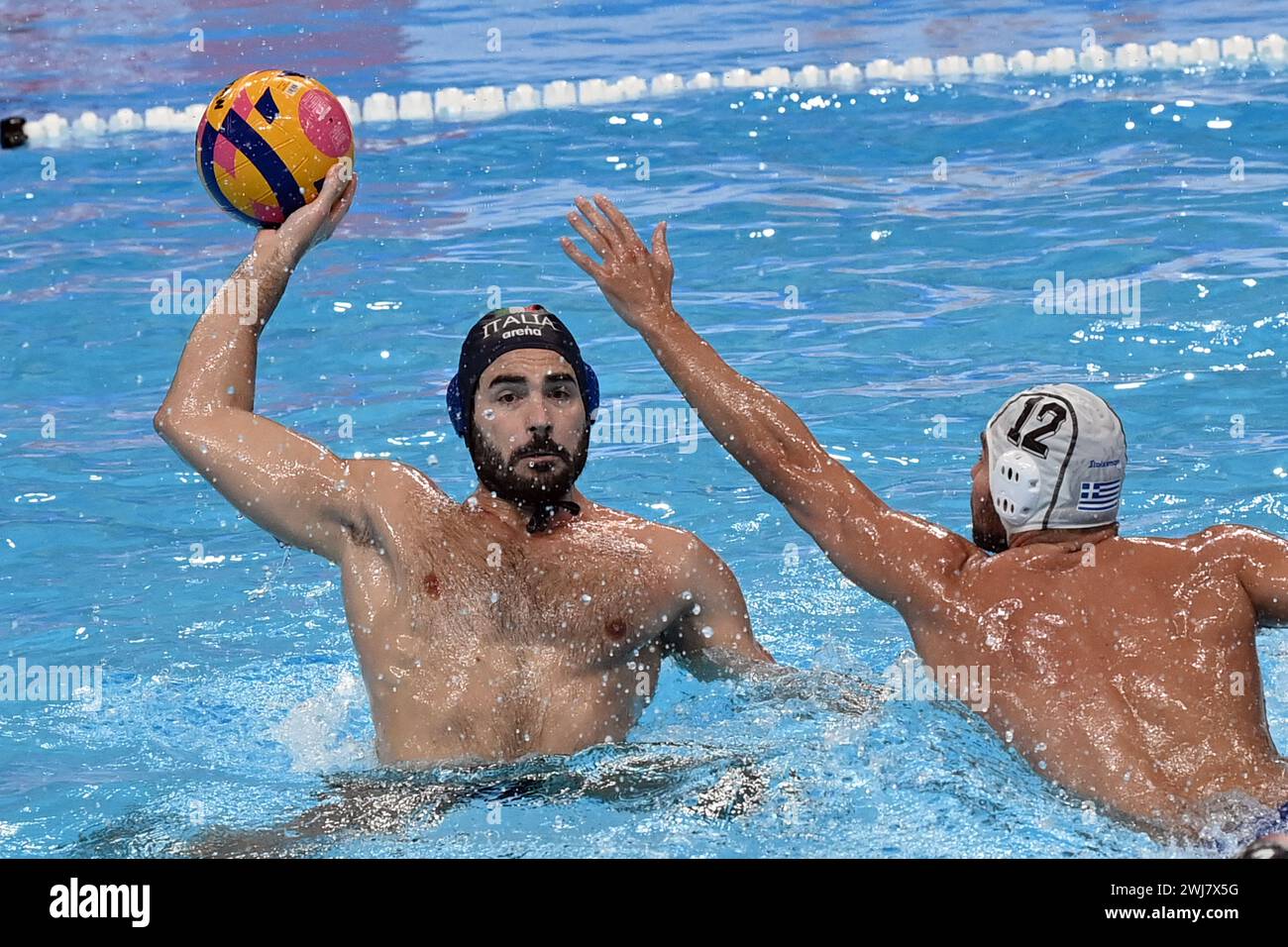 Doha, Qat. 13th Feb, 2024. A moment of the match during Italy-Greece ...