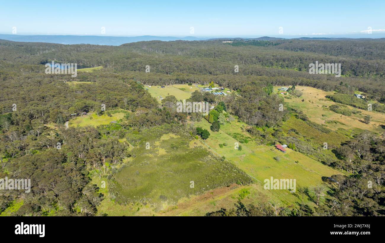 Drone aerial photograph of trees and bushland near the town of Katoomba ...