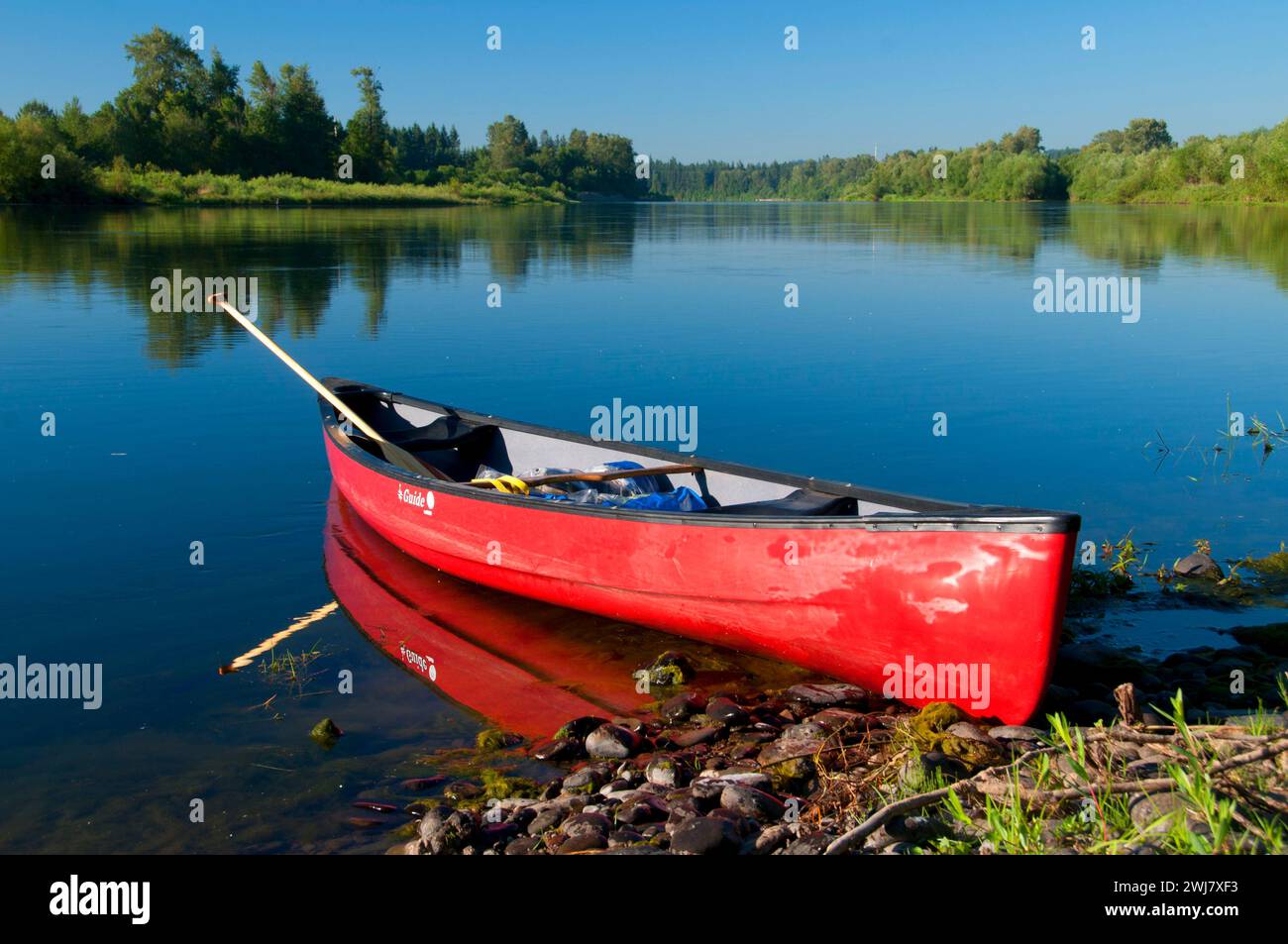 Canoe on the Willamette River, Willamette River Greenway, Marion County ...