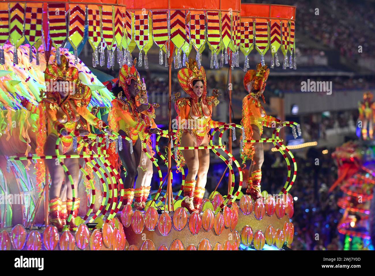 Rio, Brazil - february 12, 2024: Parades of the samba schools Unidos do ...