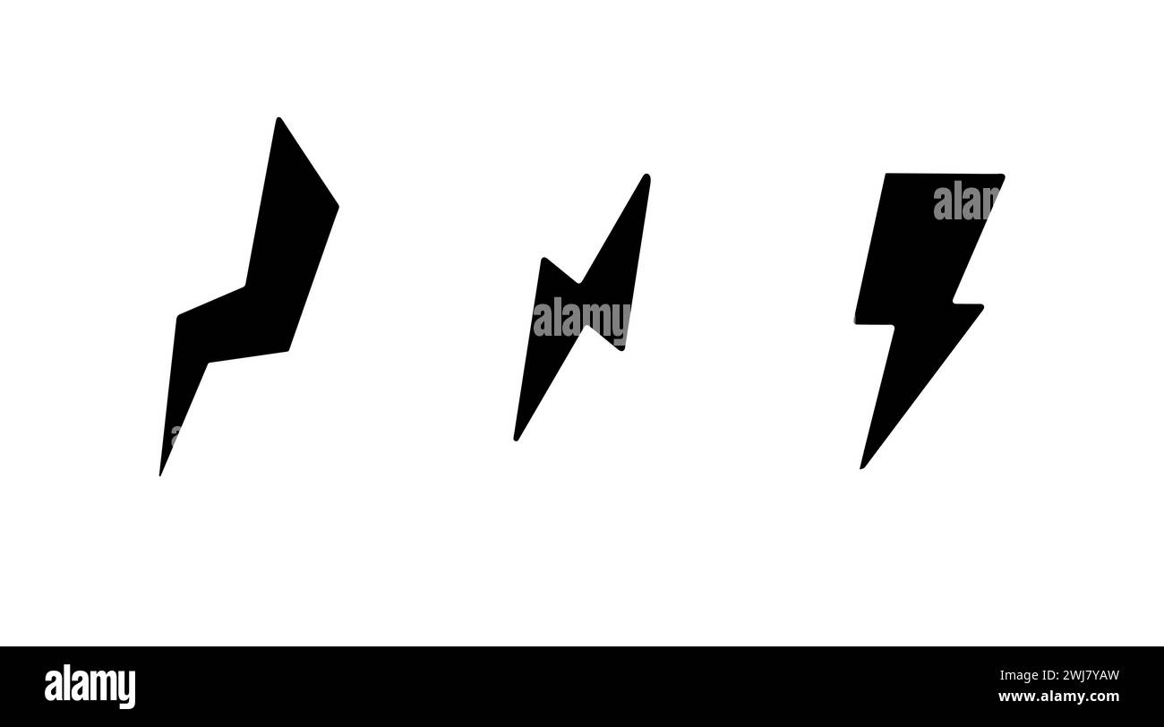 Thunderbolt lightning icon silhouette. Black symbol of electricity ...