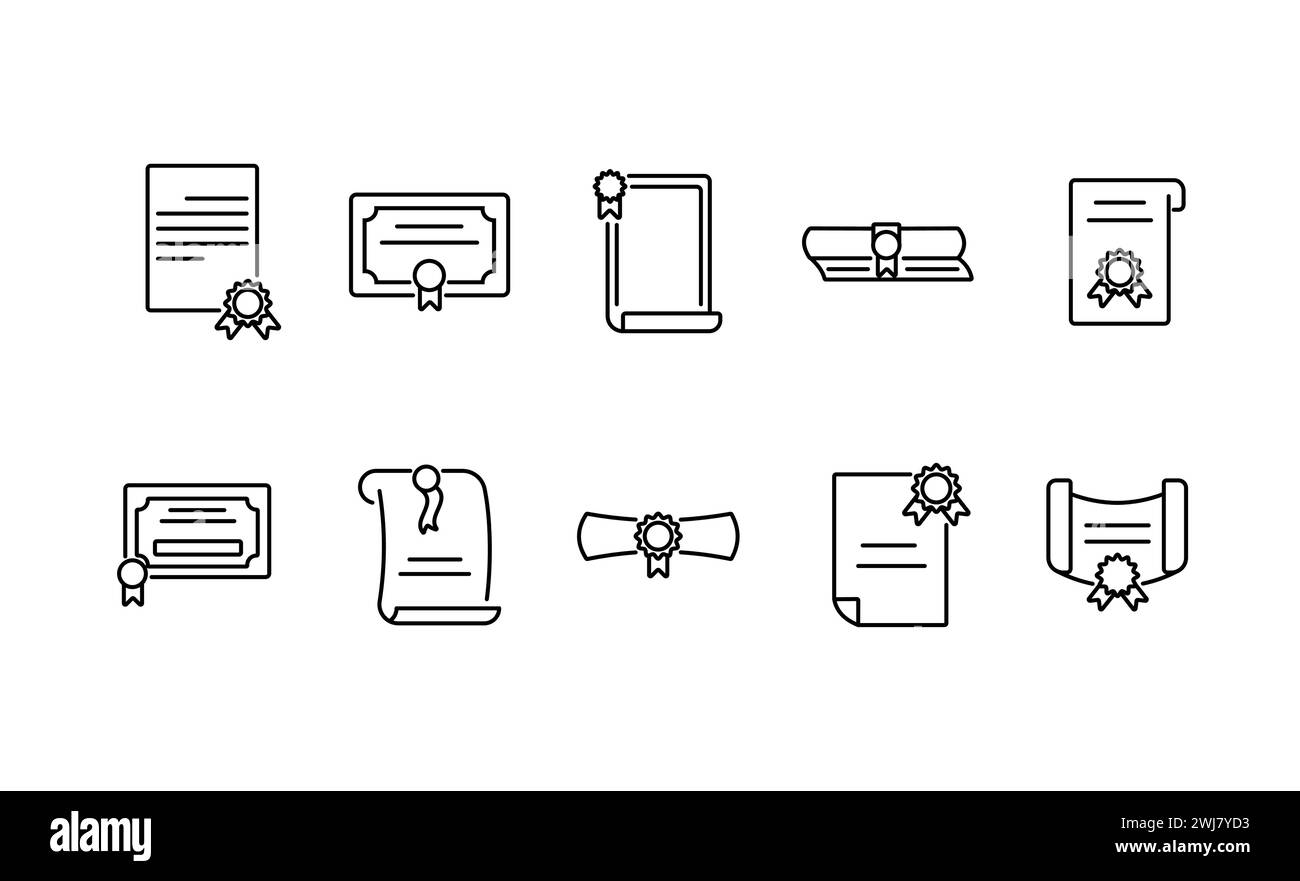 Certificates and diplomas icon. Business achievements with seals Stock ...