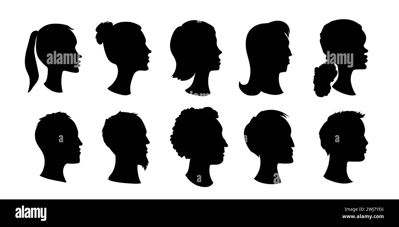 Female and male heads silhouettes Stock Vector Image & Art - Alamy