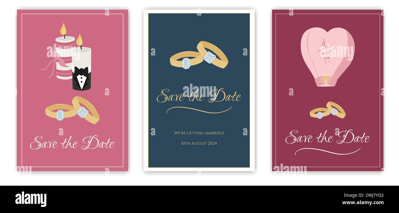 Set of vector illustrations, wedding invitations Stock Vector Image & Art - Alamy
