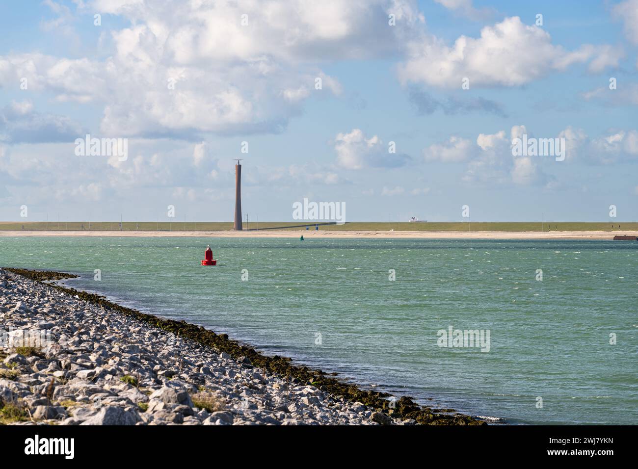 View of Maasvlakte 2 at the Port of Rotterdam in the Netherlands with ...