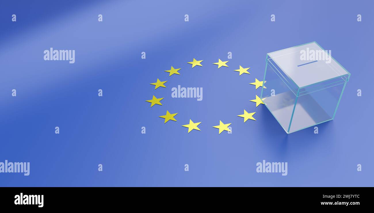 European Union parliament election concept. Glass transparent ballot ...