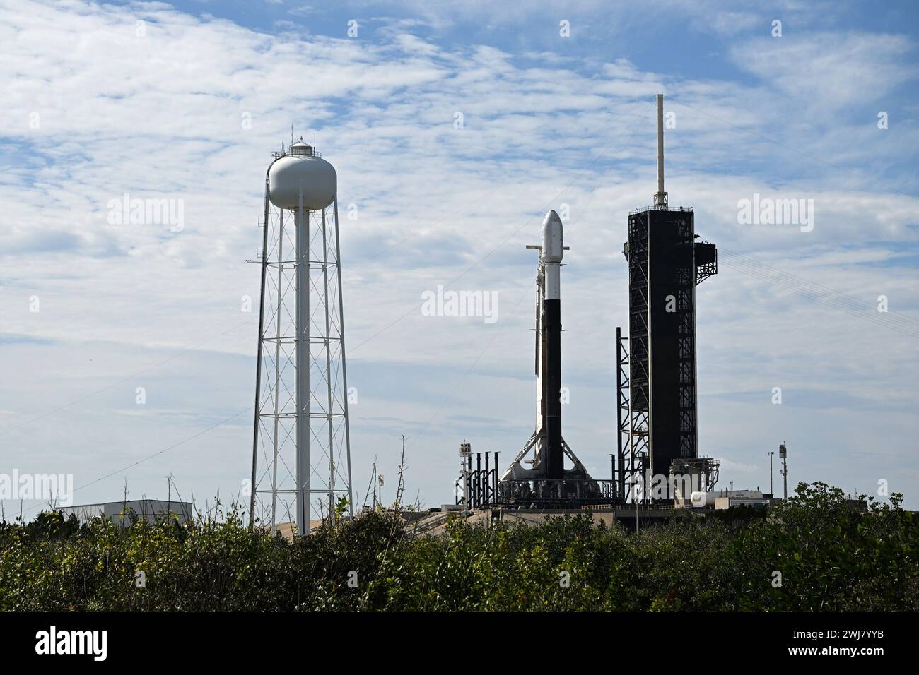 A SpaceX Falcon 9 rocket is being prepared to launch the Intuitive ...