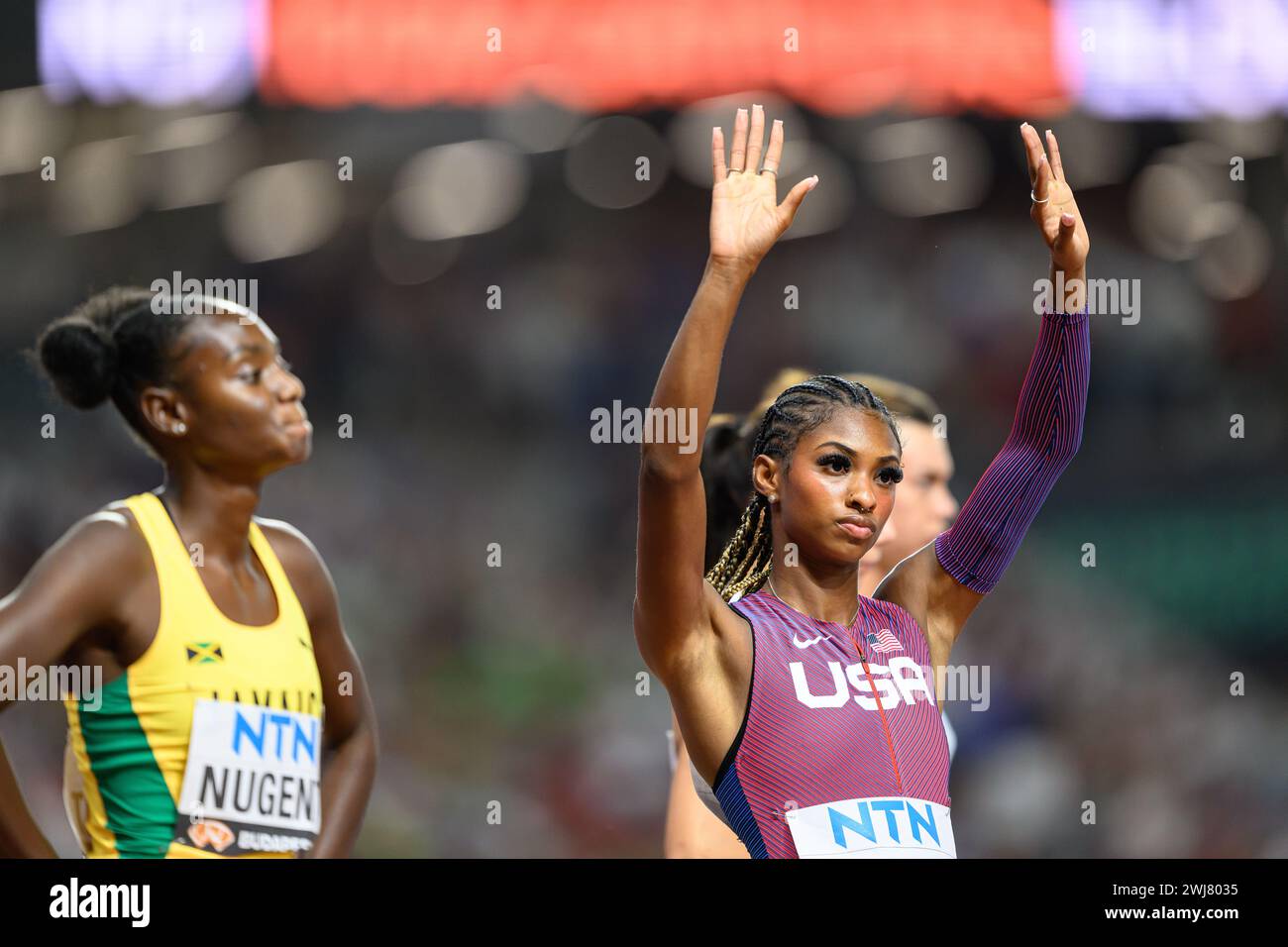 Masai RUSSELL participating in the 100 meters hurdles at the World ...