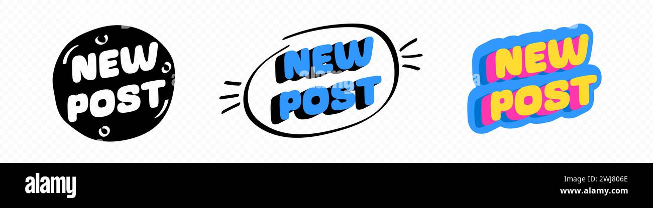 New post social media handwritten typography sticker Stock Vector Image ...