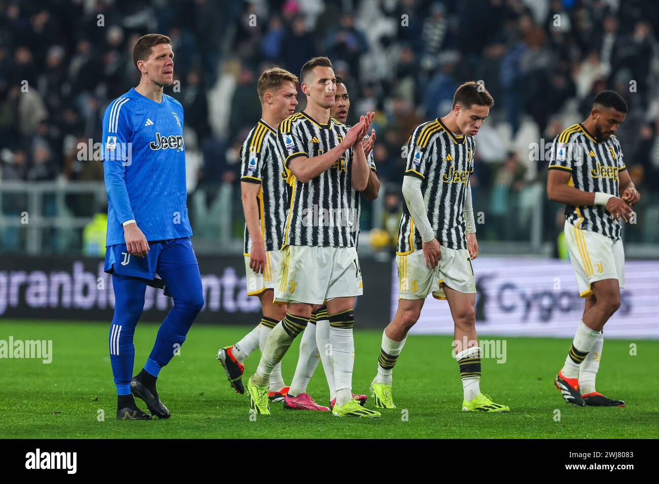 Juventus FC players show their dejection during Serie A 2023/24 football match between Juventus ...
