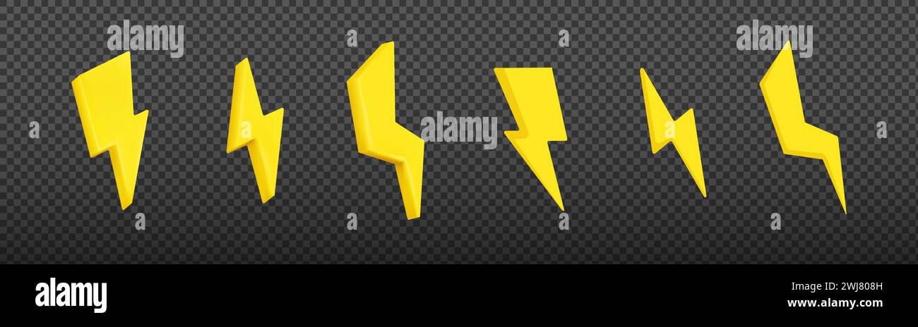 Yellow 3d and 2d lightning icon set Stock Vector Image & Art - Alamy