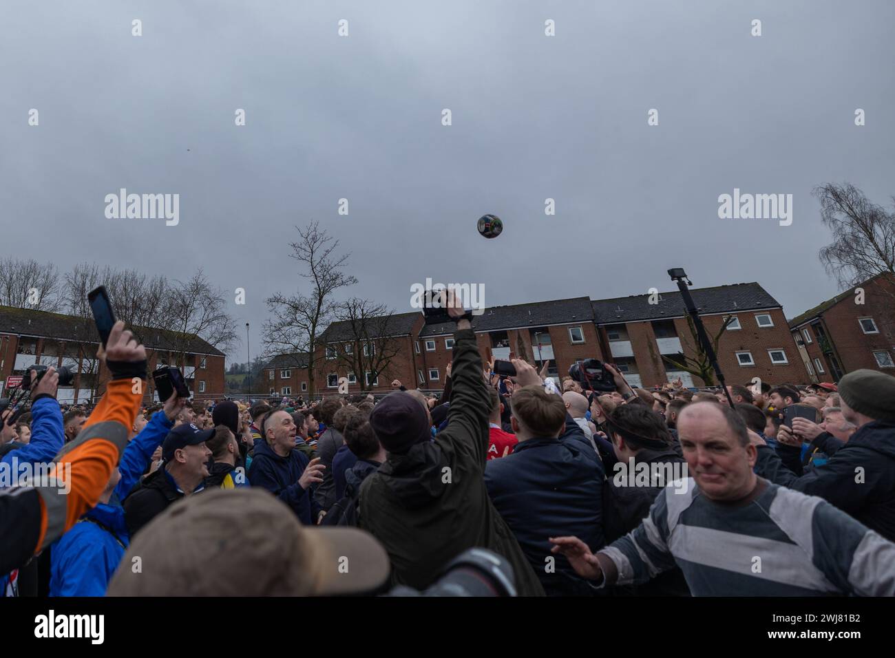 Ashbourne, UK. 13th Feb, 2024. Day one of the annual Shrovetide ...