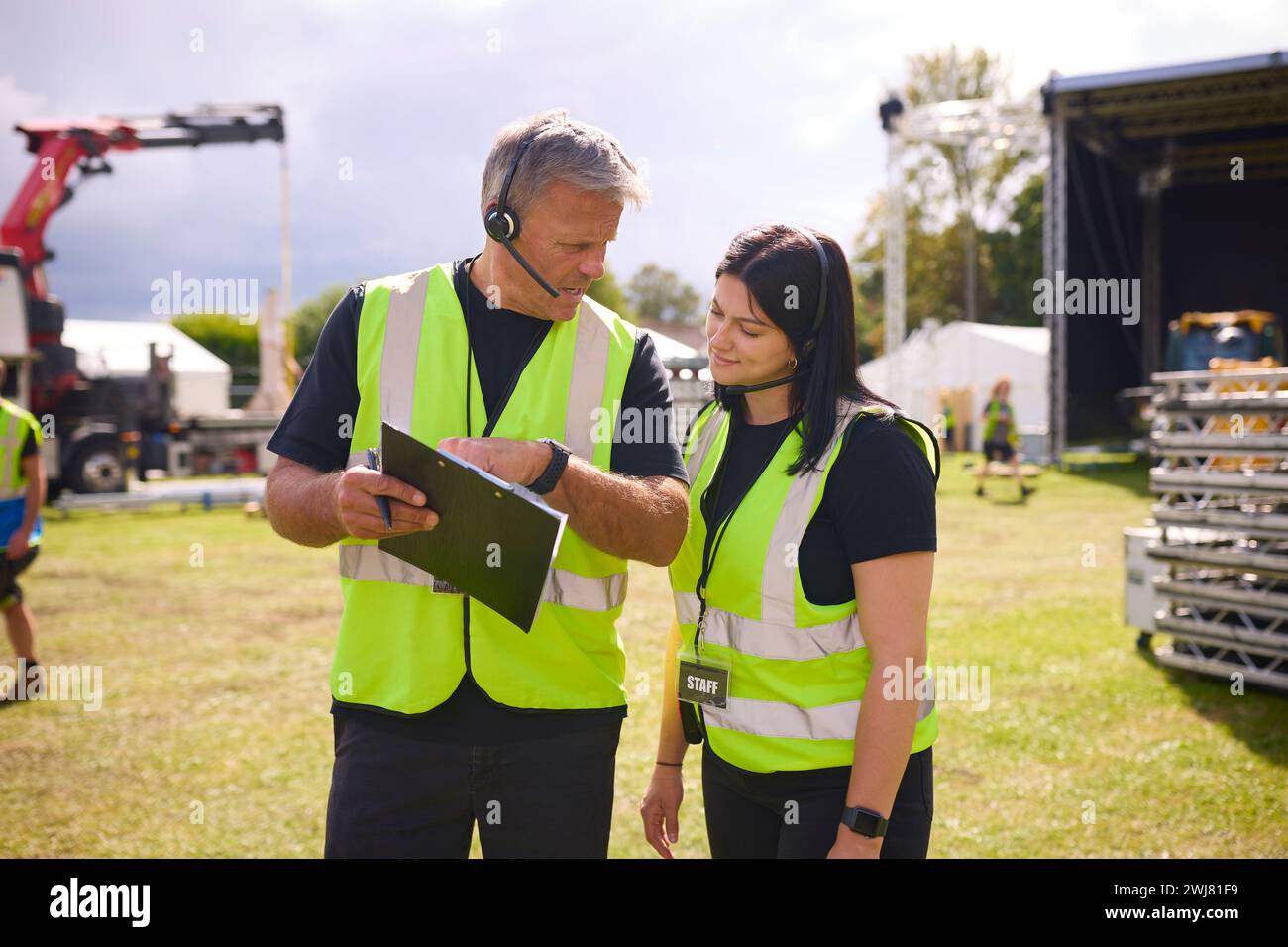 Production team stage set up hi-res stock photography and images - Alamy