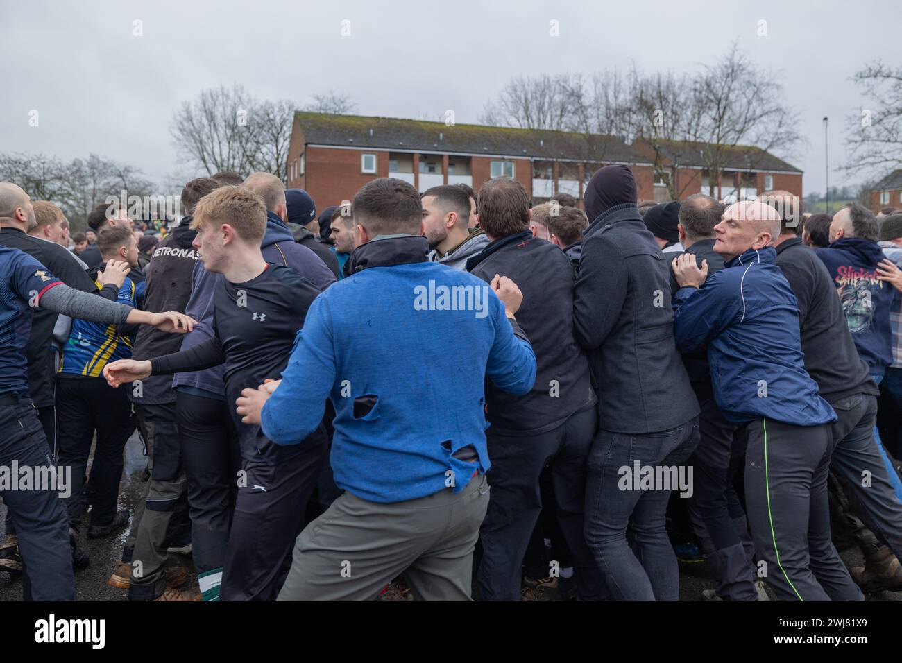 Ashbourne, UK. 13th Feb, 2024. Day one of the annual Shrovetide ...
