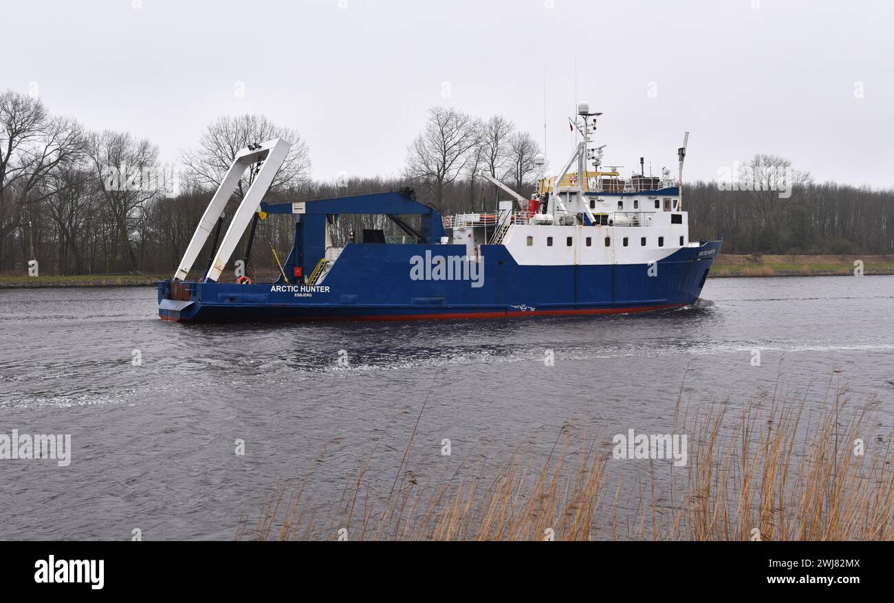 Fishing trawler, trawler Arctic Hunter in the Kiel Canal, Kiel Canal ...