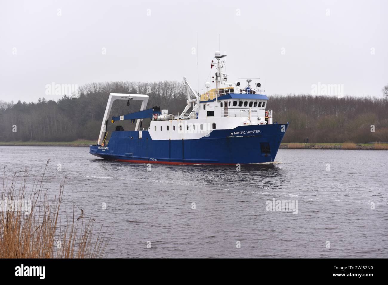 Fishing trawler, trawler Arctic Hunter in the Kiel Canal, Kiel Canal ...