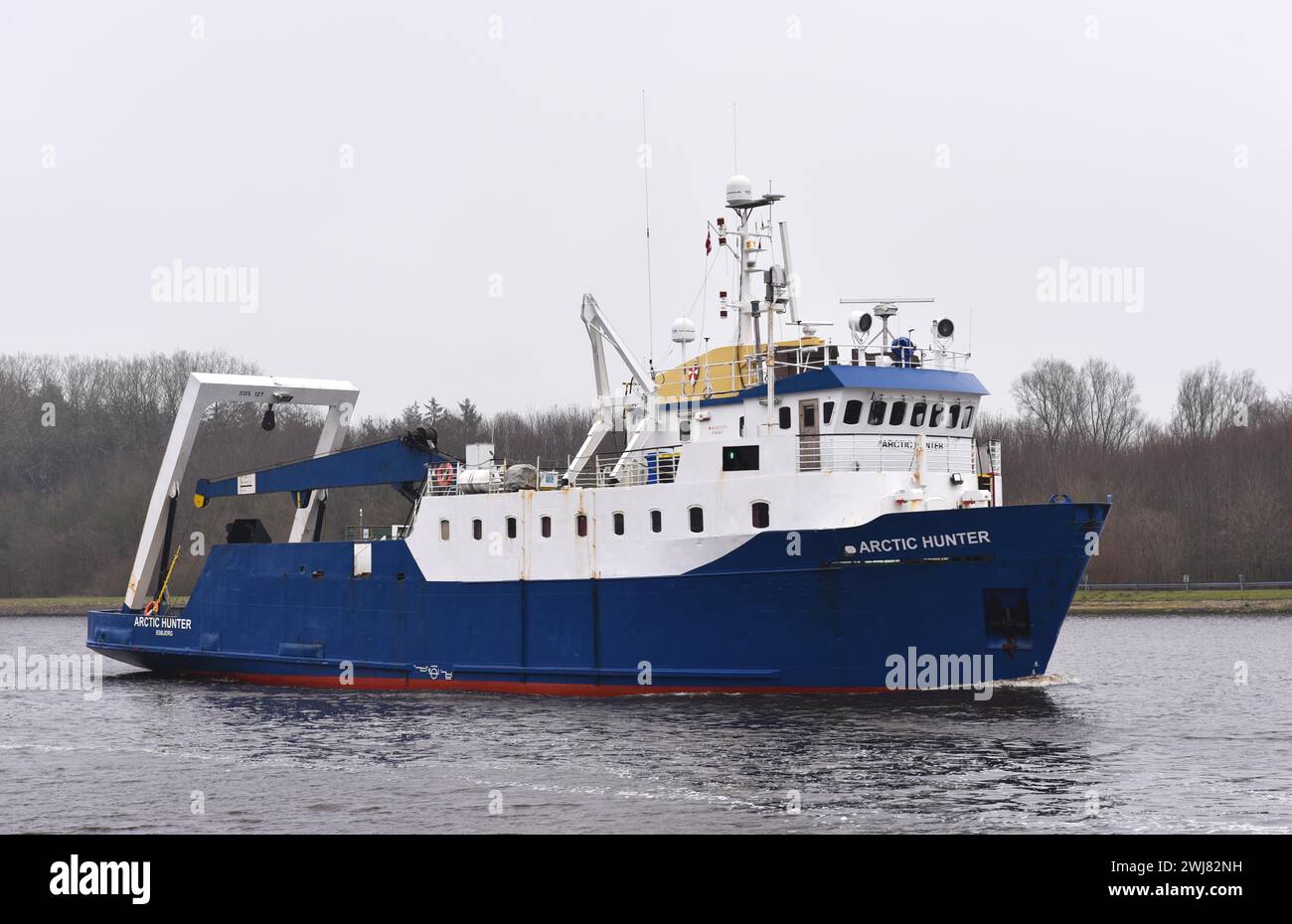 Fishing trawler, trawler Arctic Hunter in the Kiel Canal, Kiel Canal ...