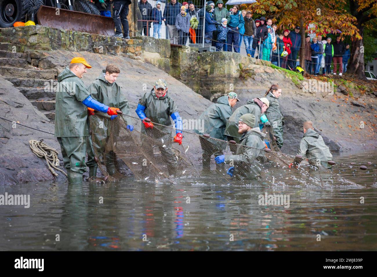 Fish and forest festival, fishing in the Moritzburg castle pond Stock ...