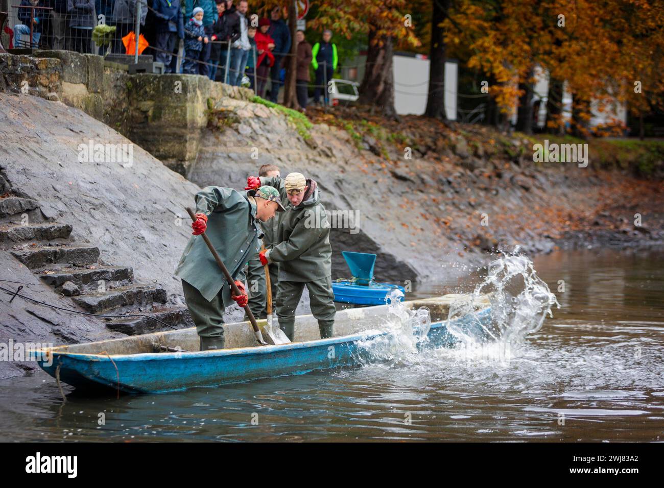 Fish and forest festival, fishing in the Moritzburg castle pond Stock ...