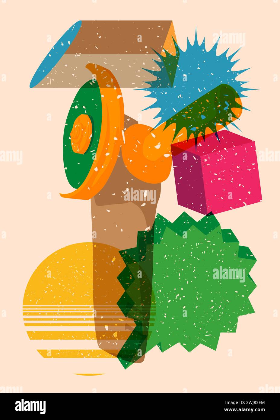 Risograph Angle grinder, Power Tool with geometric shapes. Objects in ...