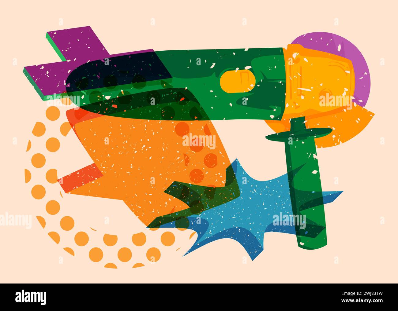 Risograph Angle grinder, Power Tool with geometric shapes. Objects in ...