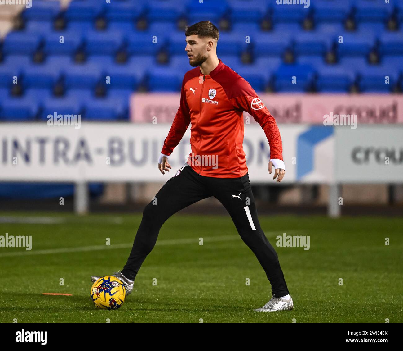 John McAtee of Barnsley during the pre-game warmup ahead of the Sky Bet ...