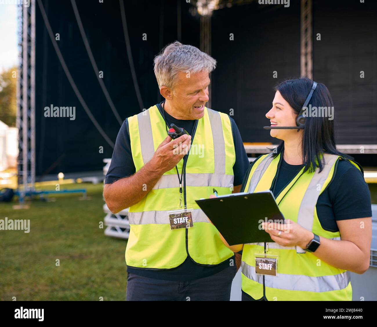 Production team stage set up hi-res stock photography and images - Alamy