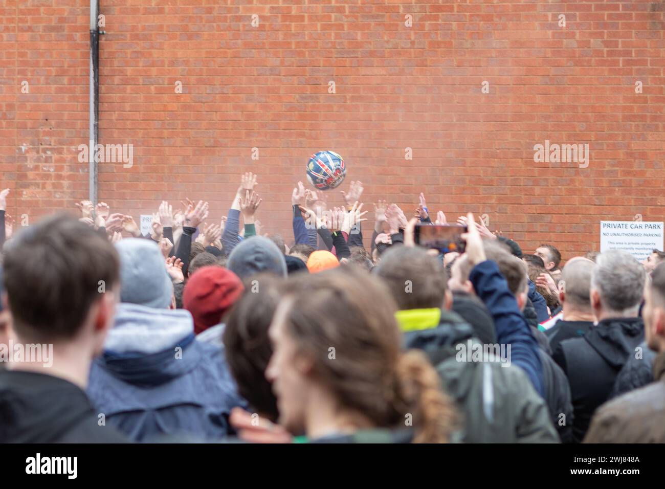 Ashbourne, UK. 13th Feb, 2024. Day one of the annual Shrovetide ...