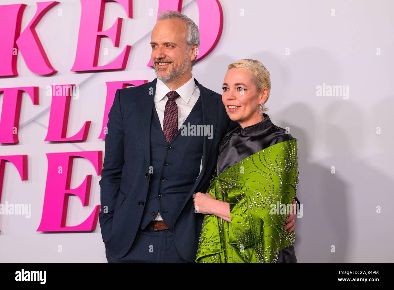 London, UK. 13 February 2023. Olivia Colman and Ed Sinclair attending ...