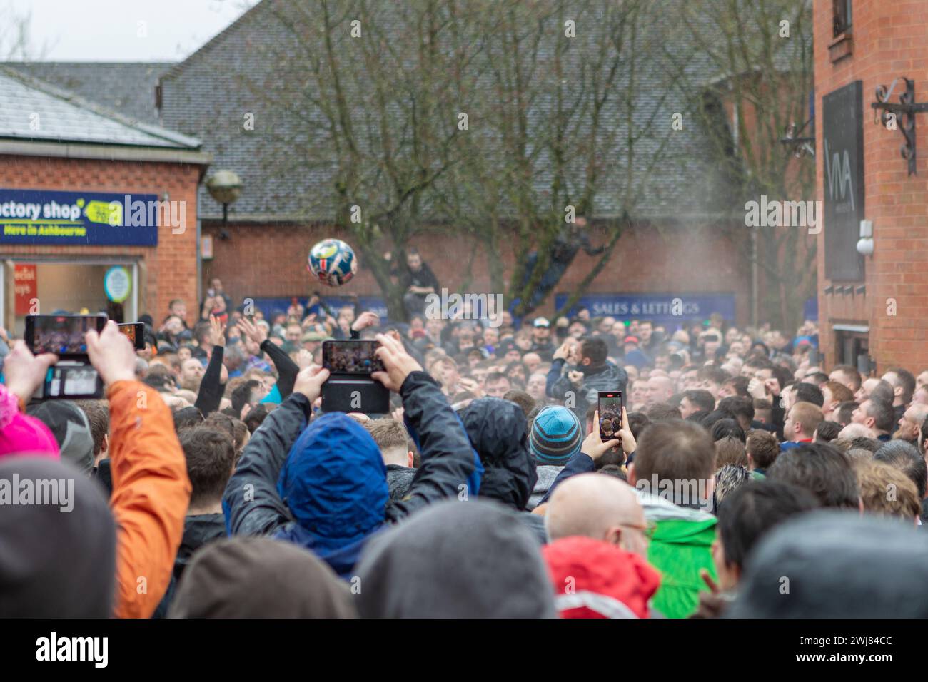 Ashbourne, UK. 13th Feb, 2024. Day one of the annual Shrovetide ...