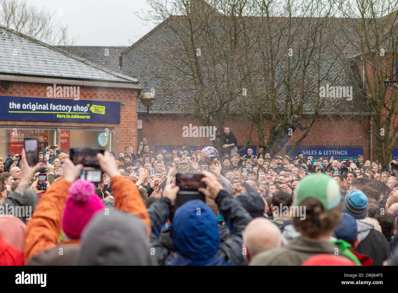 Ashbourne, UK. 13th Feb, 2024. Day one of the annual Shrovetide ...