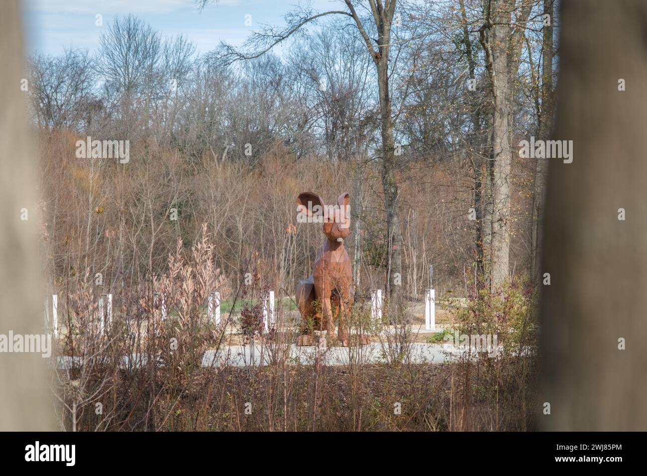 Giant rabbit sculpture on the Swamp Rabbit bike Trail viewed through ...